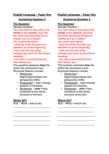 GCSE English Language Paper One - New Spec 2017 | Teaching Resources