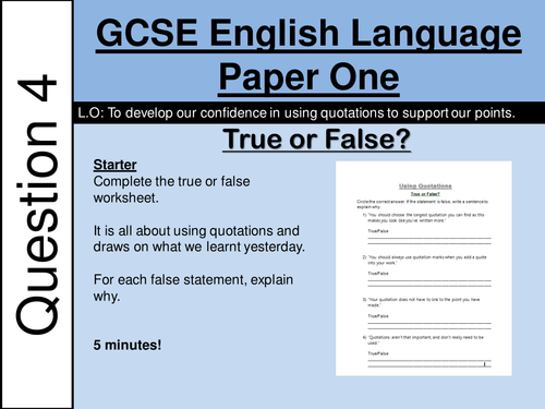 GCSE English Language Paper One - New Spec 2017 | Teaching Resources