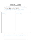 Persuasive/Argumentative Writing and Debate Frame | Teaching Resources