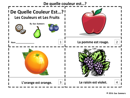 French Colors and Fruit 2 Booklets - De Quelle Couleur Est ...