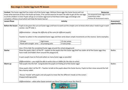 Key stage 1 Easter egg hunt PE lesson | Teaching Resources