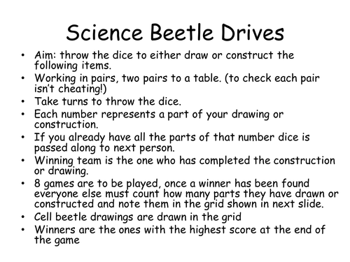 Science Beetle Drive games | Teaching Resources