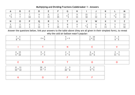 Multiplying and Dividing Fractions Codebreakers | Teaching Resources