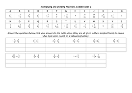 Multiplying and Dividing Fractions Codebreakers | Teaching Resources