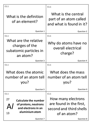 AQA Chemistry Flashcards Bundle ( C1, C2, and C3) | Teaching Resources