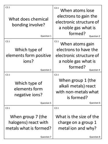 AQA Chemistry Flashcards Bundle ( C1, C2, and C3) | Teaching Resources