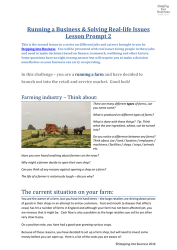 Enterprise Lesson - Real Life Farming | Teaching Resources