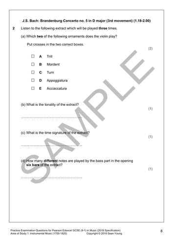 Practice Listening Questions for Pearson Edexcel GCSE Music (2016 ...
