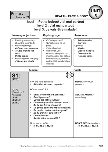 FRENCH (UNIT 4: HEALTH & BODY/ SEASONS): Y5-Y6: Not feeling well/ Going ...