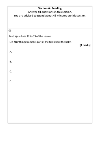 KS3 English Paper 1 Practice exam papers (7,8 and 9) | Teaching Resources