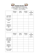 French Teaching Resources. Greetings Worksheet, Battleships Game & Song ...