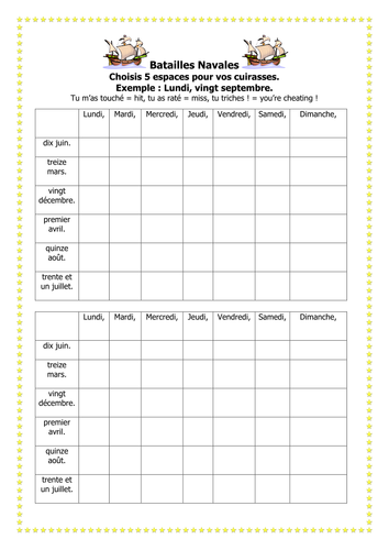 Teaching Resources: PowerPoint, Battleships & French -English matching ...