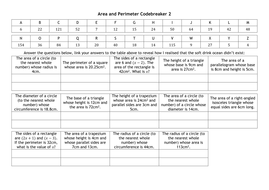 Area and Perimeter Codebreakers | Teaching Resources