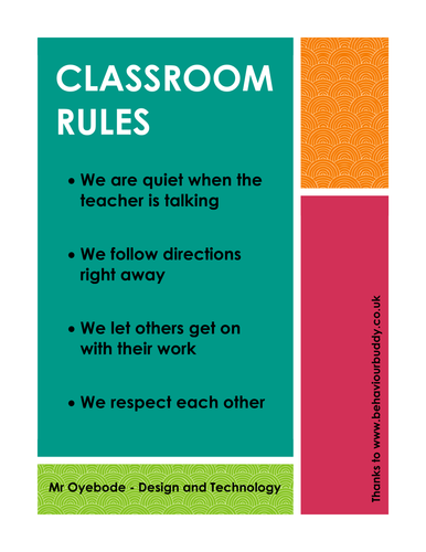 Classroom Rules Poster | Teaching Resources