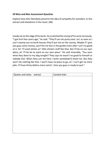 New OCR GCSE 9-1 style assessment for Of Mice and Men - Practice ...