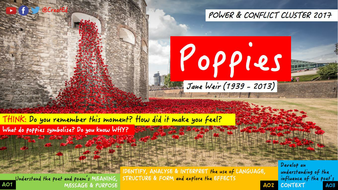 Poppies, Jane Weir: GCSE Poetry, Conflict Cluster 2017 (AQA & Edexcel ...