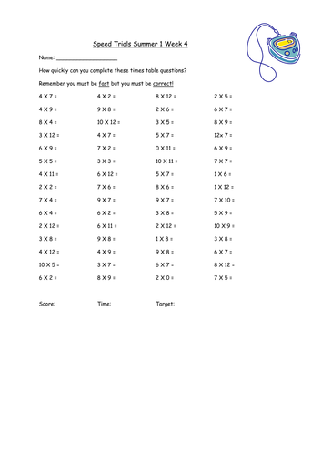 Fun Times-table Speed Trials (x6, 6 weeks, Summer 1) | Teaching Resources