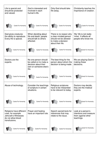 Religion and Medicine Revision Game Religious Studies Cards For ...