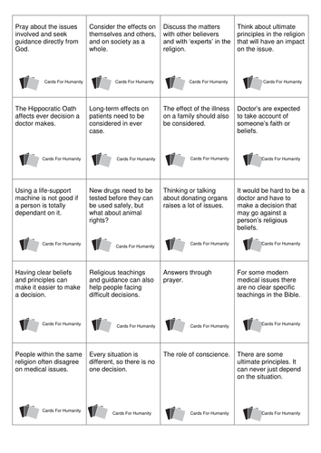 Religion and Medicine Revision Game Religious Studies Cards For ...