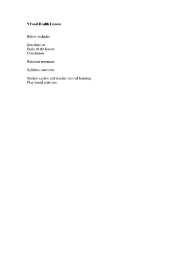 9 Food Health lesson plan | Teaching Resources