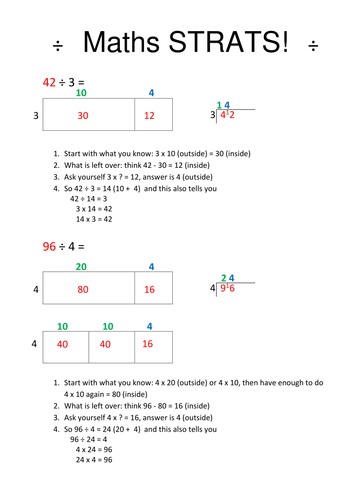 Times Tables and Division Strategies - student sheet and poster ...
