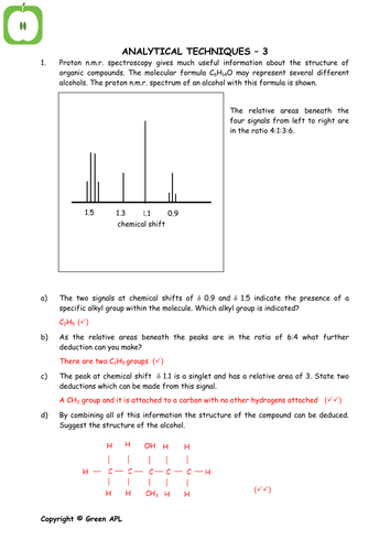 Chemistry revision: Post 16 Analytical techniques | Teaching Resources