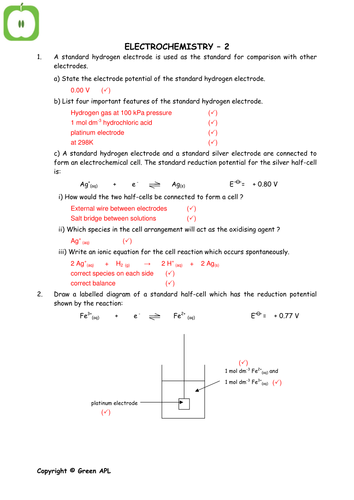 Chemistry revision: Post 16 Redox and Electrochemistry | Teaching Resources