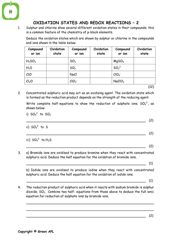 Chemistry revision: Post 16 Redox and Electrochemistry | Teaching Resources