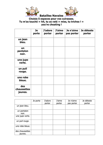 French Teaching Resources. PowerPoint Presentation & Battleships ...