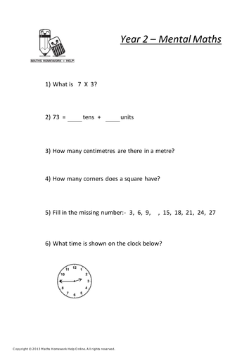Key Stage 1, Year 2, maths worksheets | Teaching Resources