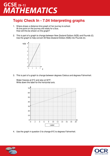 OCR Maths: Initial learning for GCSE - Check In Test 7.04 Interpreting ...