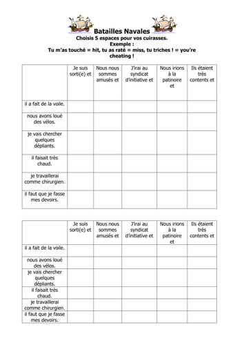 French Teaching Resources. Battleships/ Lotto & Odd One Out Starter ...
