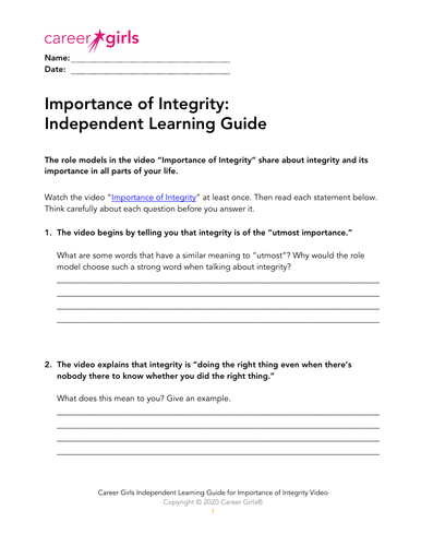 Importance of Integrity: Video-Based Empowerment Lesson | Teaching ...