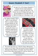 Queen Elizabeth II Text and Comprehension by Krazikas | Teaching Resources