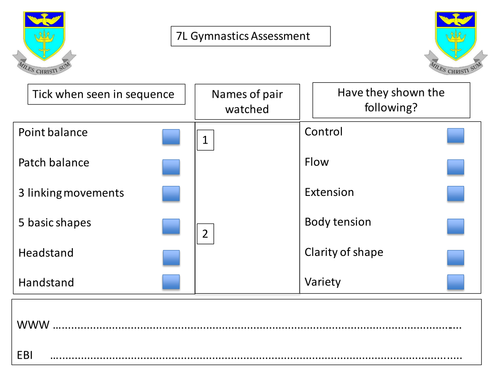 KS3 Gymnastics Peer Assessment | Teaching Resources