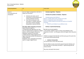 Bee Bot Lesson Scheme for Year 1 - 3 Lessons and Lesson Scheme document ...
