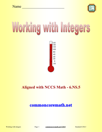 Working with Integers - 6.NS.5 | Teaching Resources
