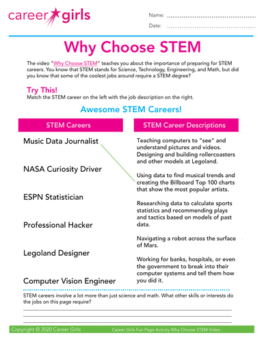 Why Choose STEM: Video-Based Career Exploration Lesson | Teaching Resources