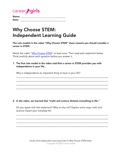 Why Choose STEM: Video-Based Career Exploration Lesson | Teaching Resources