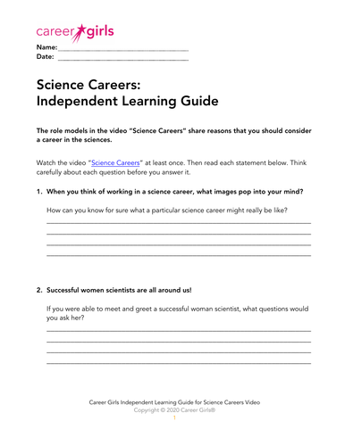 Science Careers: Video-Based Career Exploration Lesson | Teaching Resources