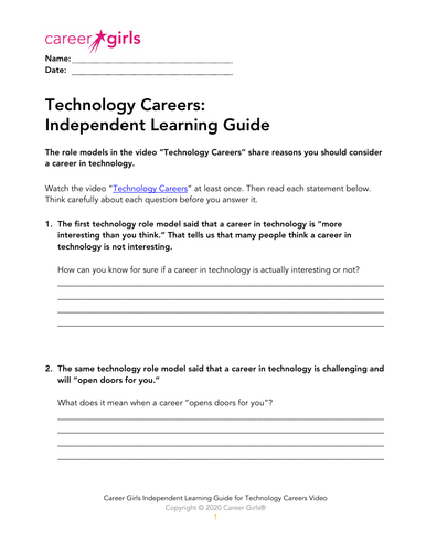 Technology Careers: Video-Based Career Exploration Lesson | Teaching ...