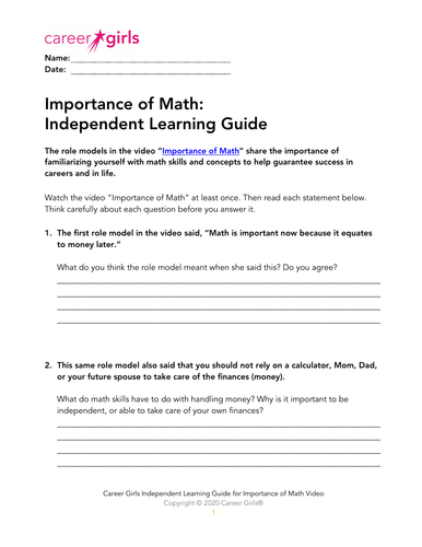 Importance of Math: Video-Based Empowerment Lesson | Teaching Resources
