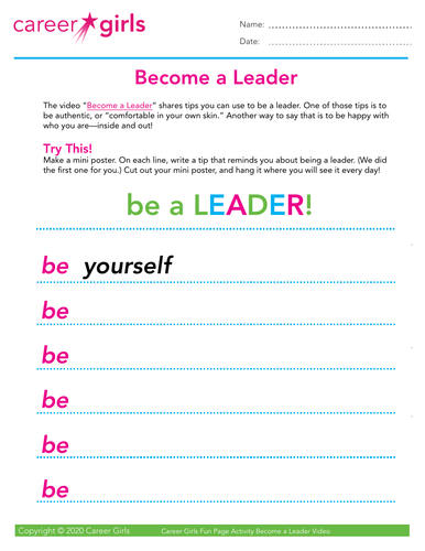 Become A Leader: Video-Based Empowerment Lesson | Teaching Resources