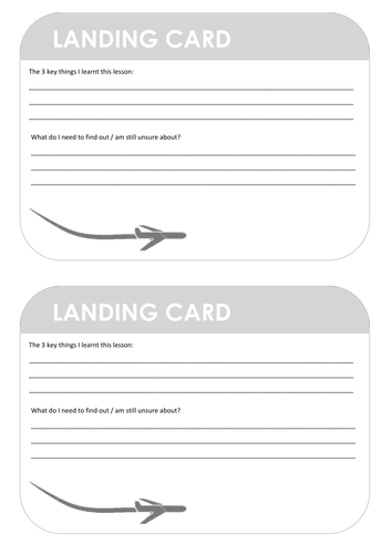 Landing Cards and Boarding Cards | Teaching Resources