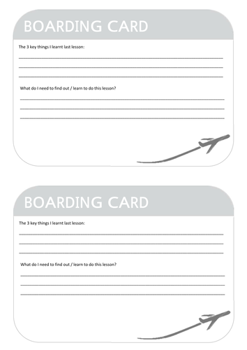 Landing Cards and Boarding Cards | Teaching Resources