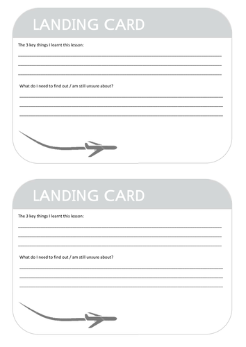 Landing Cards and Boarding Cards | Teaching Resources