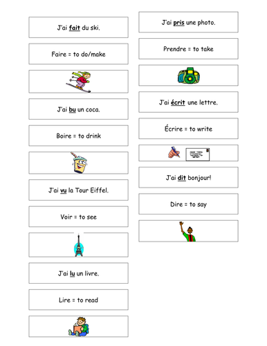 French Teaching Resources. PowerPoint & Matching Cards: Perfect Tense+ ...