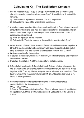 NEW OCR A Level Chemistry - Reaction Rates and Equilibrium | Teaching ...