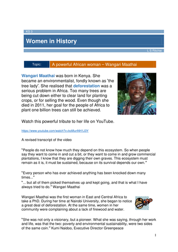 Wangari Maathai - Women in History | Teaching Resources