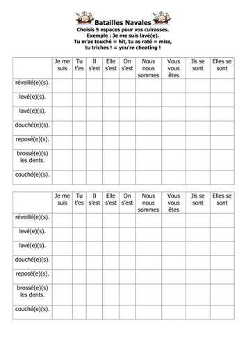 French Teaching Resources. PowerPoint & Battleships: The Perfect Tense ...